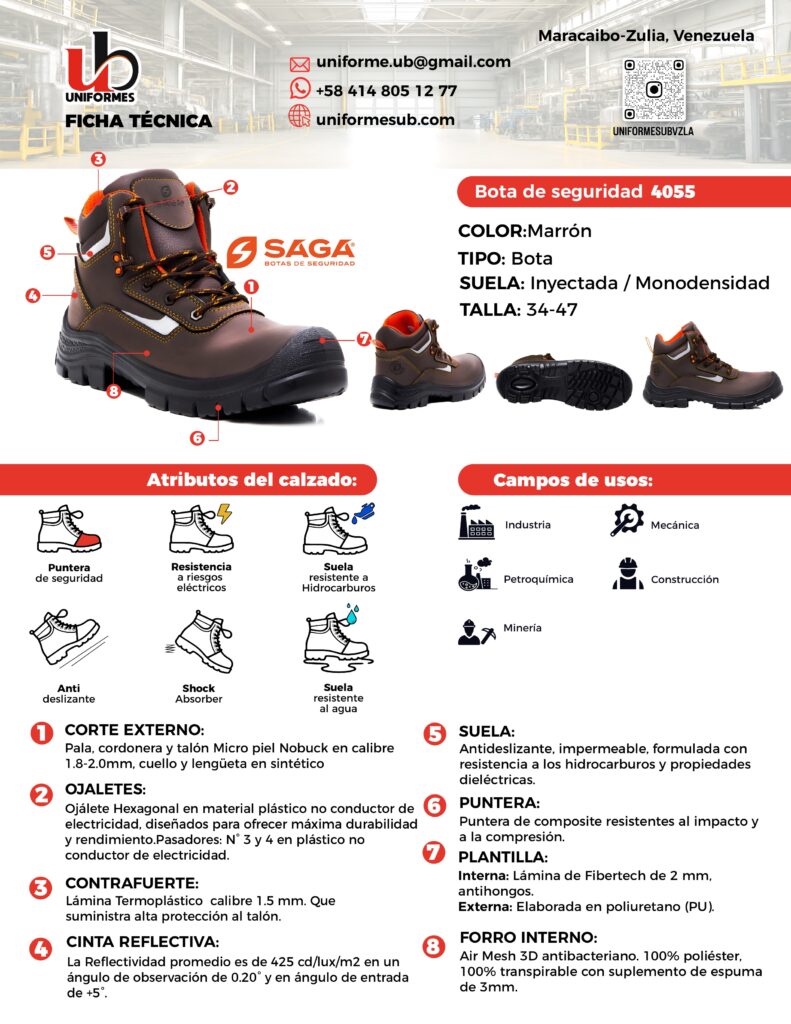 Zapato de seguridad Botas SAGA 4055 – Uniformes Ub